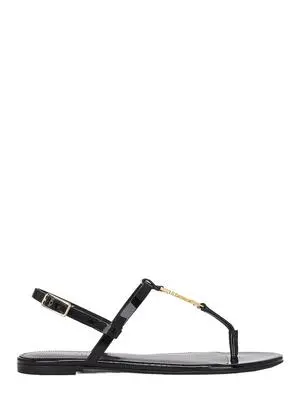 Saint Laurent Saint Laurent Cassandra Flat Sandal Noir