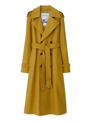 Burberry Long Cotton Gabardine Trench Coat - Yellow