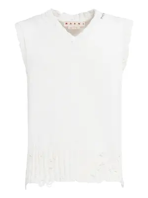 Marni Distressed Sweater Vest - White