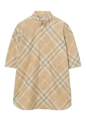 Burberry Checkered Short-sleeved Button-down Shirt - Neutrals