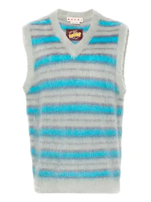 Marni Striped-pattern Knitted Vest - Blue