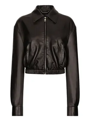 Dolce & Gabbana Logo-appliqué Leather Jacket - Black
