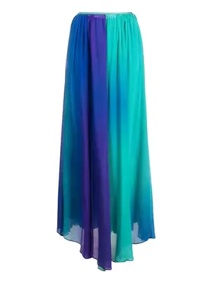 FORTE_FORTE Colour-block Pleated Maxi Skirt - Green