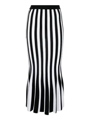 Moschino Striped Knitted Midi Skirt - Black