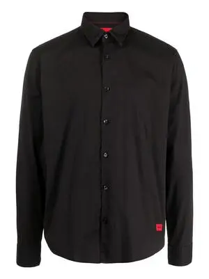 Hugo Logo-embroidered Cotton Shirt - Black