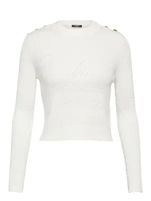 Balmain Embellished Knitted Top - White