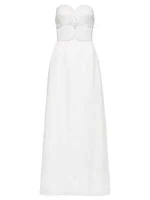 ADRIANA DEGREAS Matelassé Cutout Strapless Maxi Dress - White