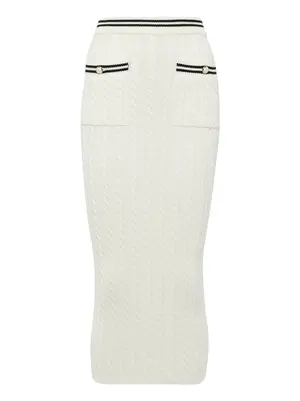 Alessandra Rich Striped Cable-knit Midi Skirt - White