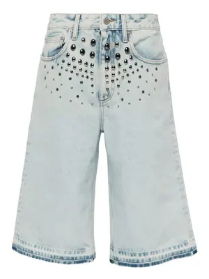 Alessandra Rich Embellished Denim Bermuda Shorts - Blue