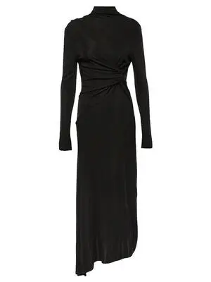Victoria Beckham Victoria Beckham Gathered Draped Midi Dress Black