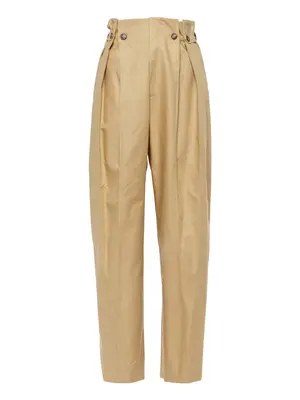 VICTORIA BECKHAM Victoria Beckham Gathered Cotton Straight Pants