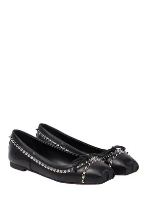 CHRISTIAN LOUBOUTIN Mamadrague Spikes Leather Ballet Flats - Black