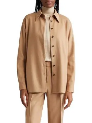 Lafayette 148 New York Drop Shoulder Hair Shirt Jacket - Camel