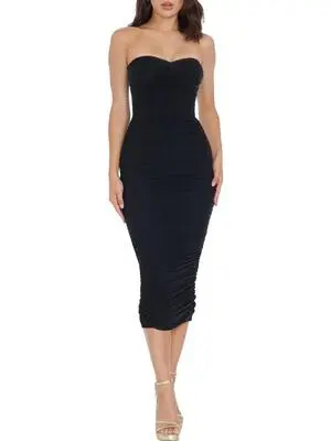 Dress The Population Heather Ruched Strapless Body-con Dress - Black