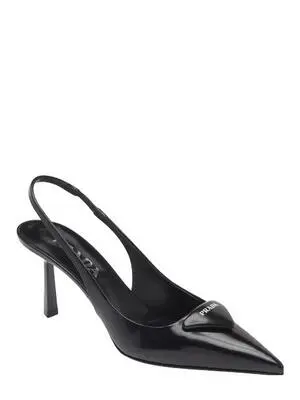 Prada Modellerie Pointed Toe Slingback Pump - Black