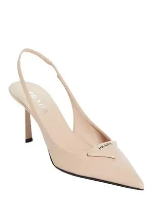 Prada Modellerie Pointed Toe Slingback Pump - Cipria