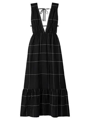 LEMLEM Net Sustain Lelisa Checked Maxi Dress - Black