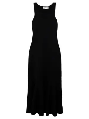 Victoria Beckham Vb Body Ruffled Stretch-knit Midi Dress - Black