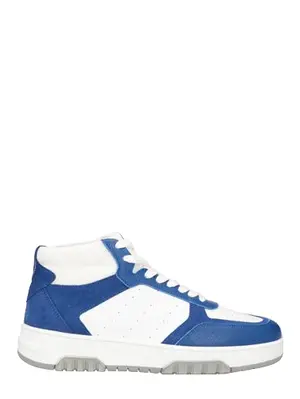 POLLINI Leather High-top Sneakers - Blue