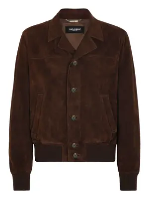 Dolce & Gabbana Nappa Suede Bomber Jacket - Brown