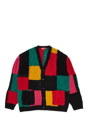 Supreme Patchwork Cable Knit Cardigan - Black