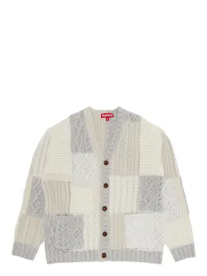 Supreme Patchwork Cable Knit Cardigan - Cream