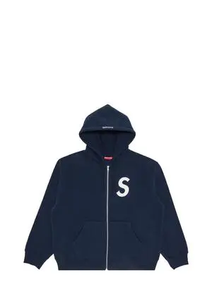 Supreme Logo Zip Up Hooded Sweatshirt - Blue