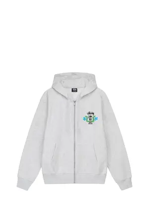 StÜssy Skull Crest Zip Up Hoodie - Grey