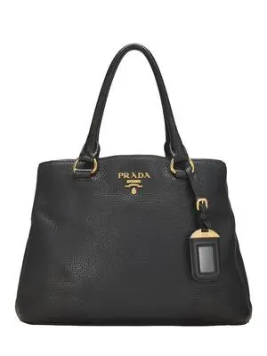 Prada Vitello Daino Convertible Handbag - Black