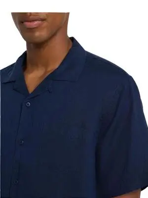 Onia Apos;s Air Linen Convertible Collar Short-sleeve Shirt - Deep Navy