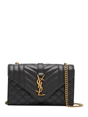 Saint Laurent Envelope Triquilt Small Shoulder Bag - Black