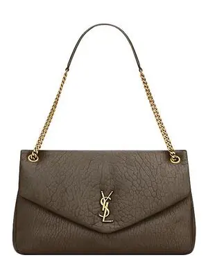 Saint Laurent Calypso Large Shoulder Bag In Grained Lambskin Light Musk Grain Lambskin/gold