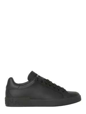 Dolce & Gabbana Dolce & Gabbana Leather Sneakers With Embossed Logo Black
