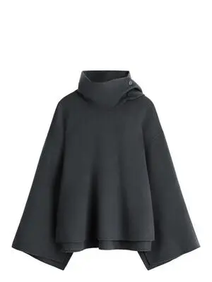 Cos Double-Faced Wool-Blend Cape Gray