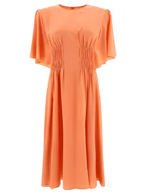 Chloé Flared Sleeve Draped Midi Dress - Pink