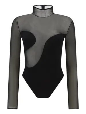 NENSI DOJAKA Asymmetric Line Bodysuit - Black