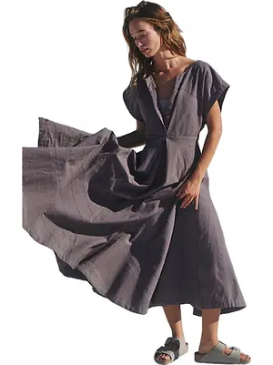 Free People Free People Outta Here Midi Dress Steel Grey