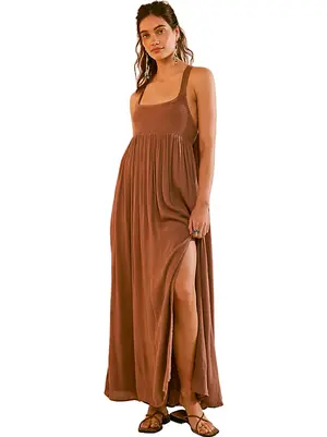 Free People Free People Look My Way Maxi Dress Raw Umber