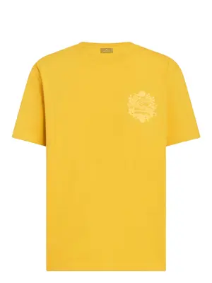 Etro Pegaso-embroidered Cotton T-shirt - Yellow