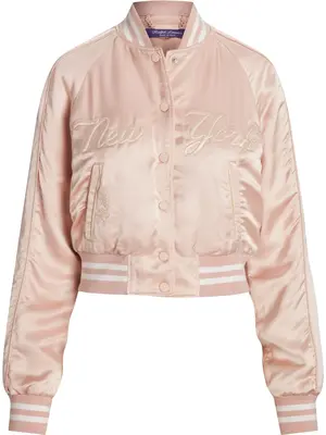 Ralph Lauren Parson Satin Bomber Jacket - Pink