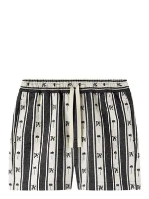 Palm Angels Monogram-print Striped Shorts - Black