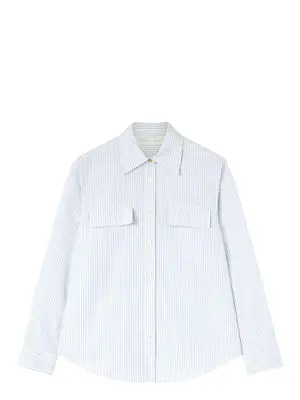Palm Angels Monogram-embroidered Striped Shirt - Blue