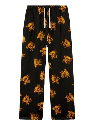 Palm Angels Burning Monogram-embroidered Track Pants - Black