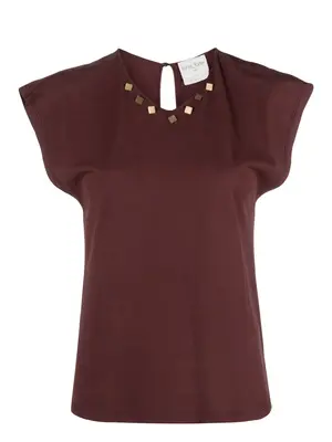 FORTE_FORTE Studded Cotton Blouse - Brown
