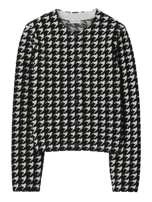 Burberry Houndstooth Crew-neck Jumper - Black