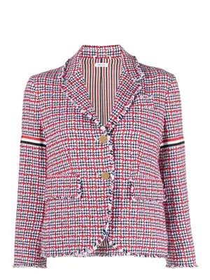 Thom Browne Check-pattern Tweed Jacket - Red