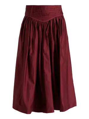 Aje Estelle Gathered Midi Skirt - Burgundy