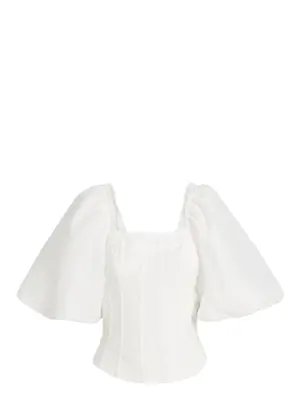 Aje Cecile Frayed Organza Top - White