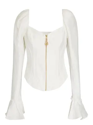 Aje Giselle Linen-blend Blouse - White