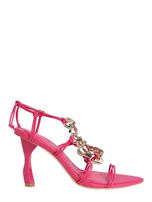 Aje Astrid Chain-embellished Leather Sandals - Fuchsia
